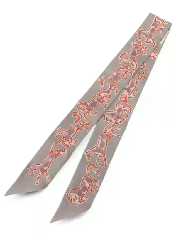 Hermès Chevaux En Liberté Twilly Horse-print Scarf