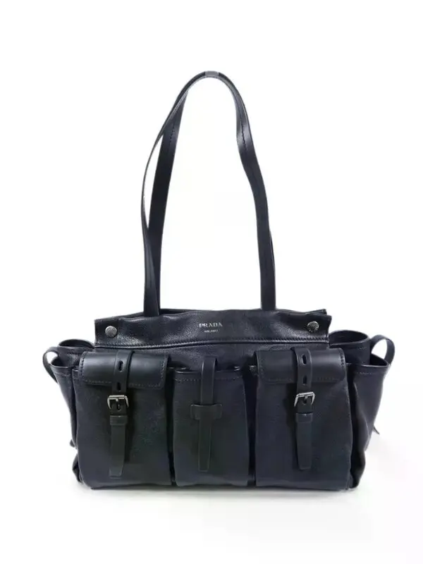 Prada Buckled-pocket Leather Shoulder Bag
