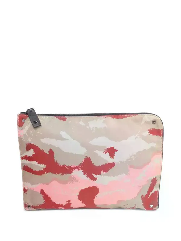 Valentino Garavani Rockstud Camouflage-print Clutch Bag - Pink