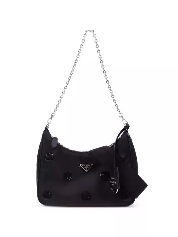 Prada Re-edition 2005 Logo-detail Two-way Shoulder Bag - Black
