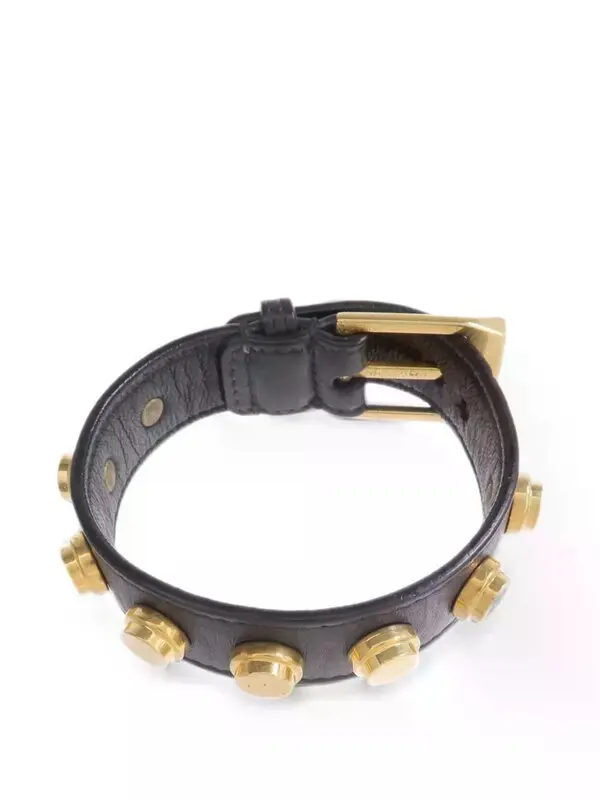 Saint Laurent Tone Studded Leather Bracelet