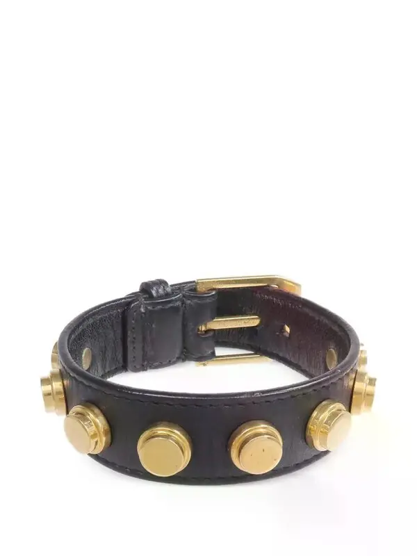 Saint Laurent Tone Studded Leather Bracelet - Gold