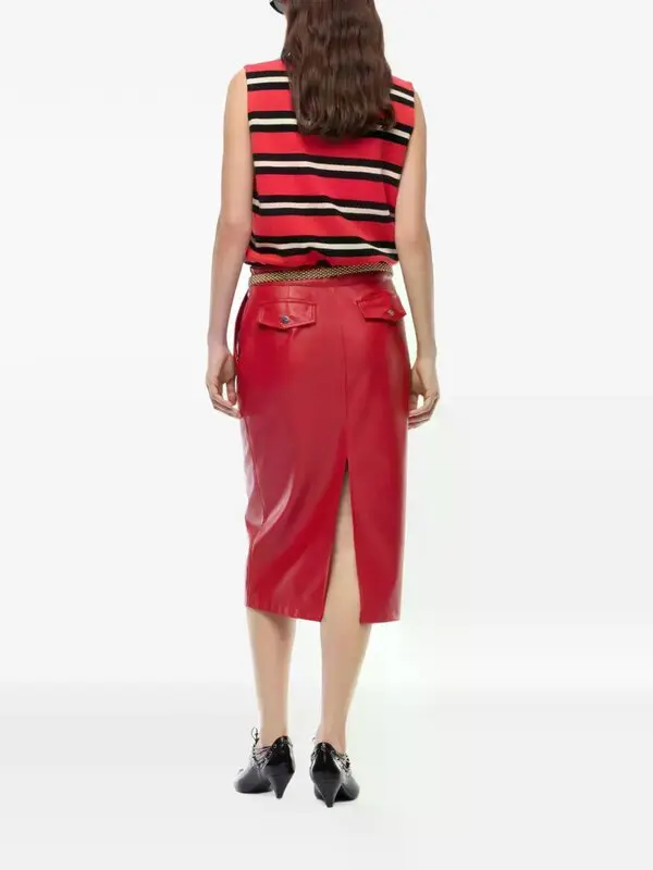 Pinko Faux-leather Midi Skirt With Rear Slit