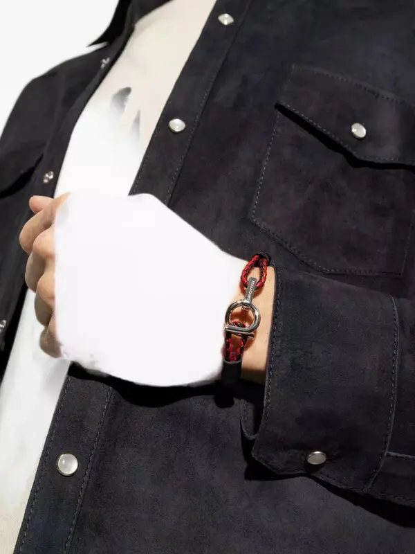 FERRAGAMO Gancini Braided Calf Leather Bracelet