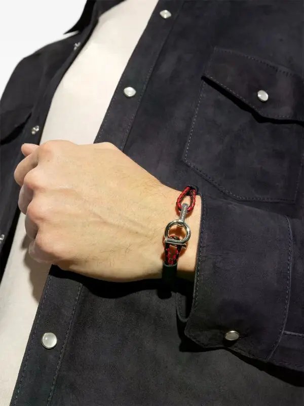 FERRAGAMO Gancini Braided Leather Bracelet