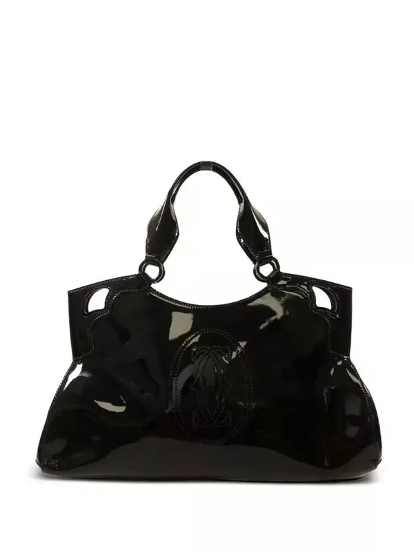 Cartier Logo Patent-leather Tote Bag - Black