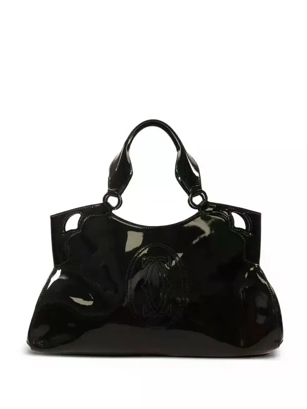 Cartier Logo Patent-leather Tote Bag - Black