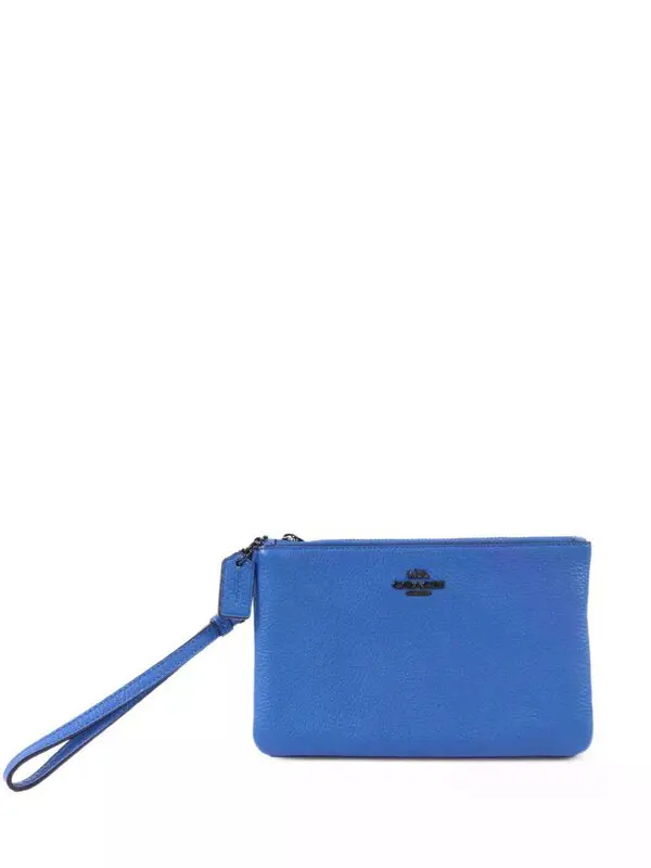 COACH VINTAGE Leather Clutch Bag With Detachable Wrist Strap - Blue