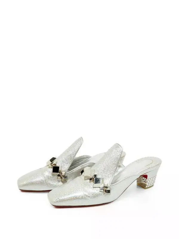 CHRISTIAN LOUBOUTIN Crystal-embellished Leather Mules