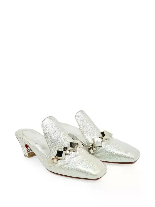 CHRISTIAN LOUBOUTIN Crystal-embellished Leather Mules