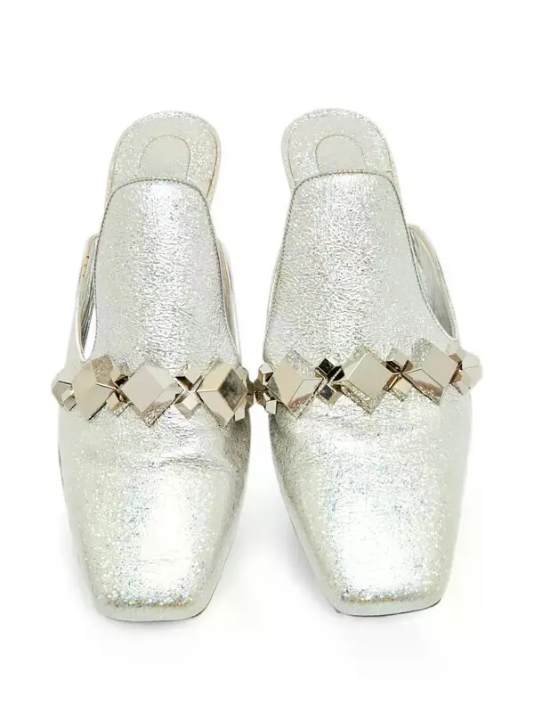 CHRISTIAN LOUBOUTIN Crystal-embellished Leather Mules