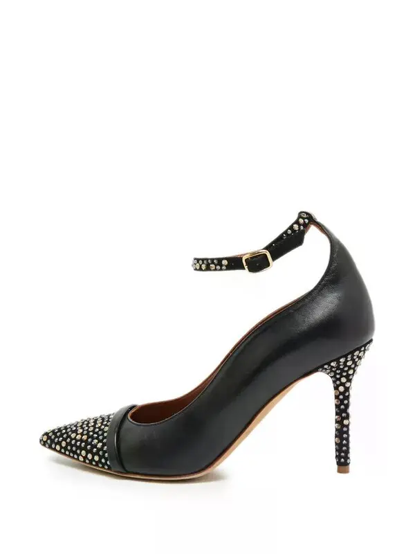 MALONE SOULIERS Crystal-embellished Ankle-strap Pumps - Black