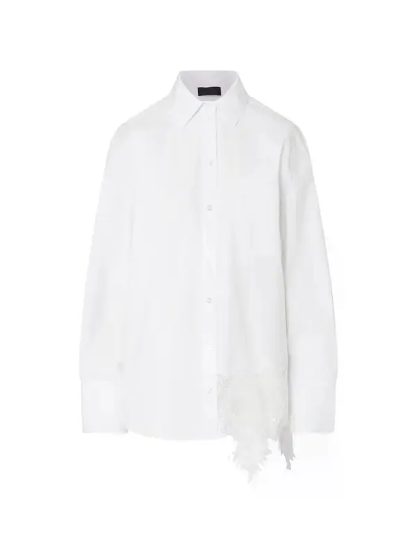 Liu Jo Poplin Shirt With Valenciennes Lace Detail - White