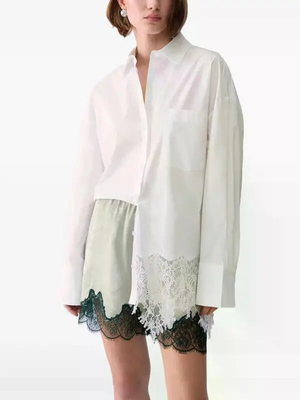 Liu Jo Poplin Shirt With Valenciennes Lace Detail - White