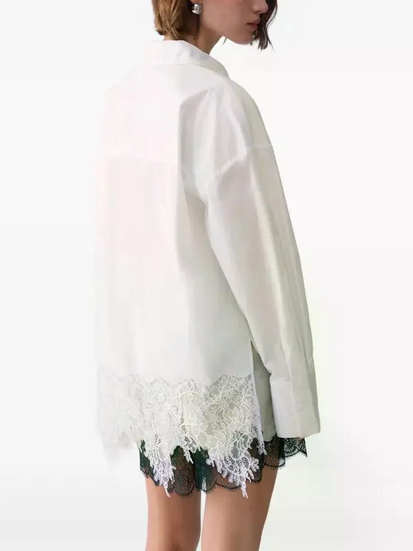 Liu Jo Poplin Shirt With Valenciennes Lace Detail - White