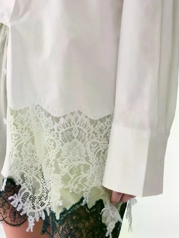 Liu Jo Poplin Shirt With Valenciennes Lace Detail - White