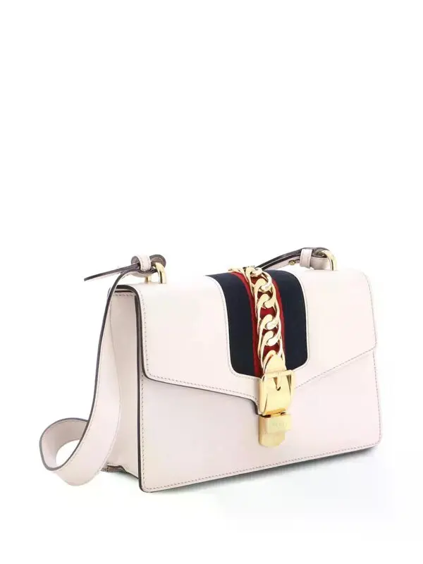 Gucci Sylvie Leather Small Shoulder Bag - White