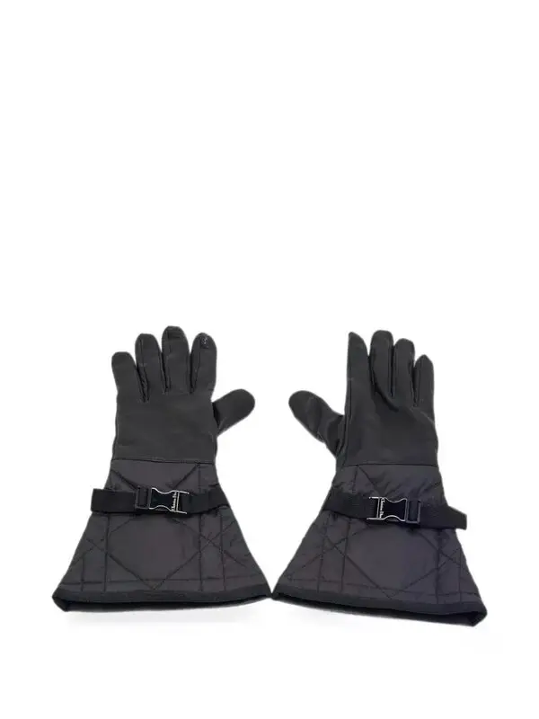 Dior Quilted Panel Leather Gloves - Black