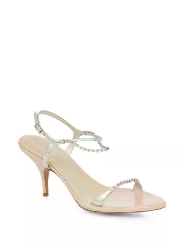 Chloé Crystal-embellished Leather Sandals - Neutrals