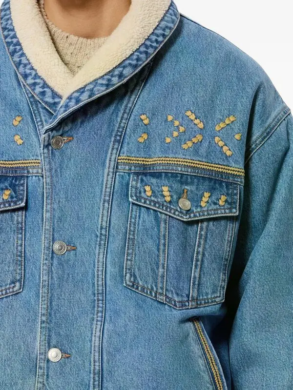 MARANT Jackson Embroidered Denim Jacket - Blue