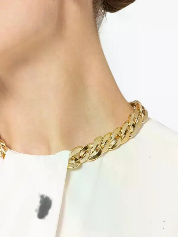 NISSA Chain-detail Satin Top - White