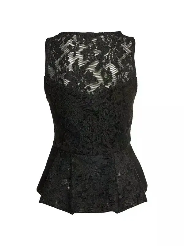 Maje Laurene Lace Peplum Top - Black