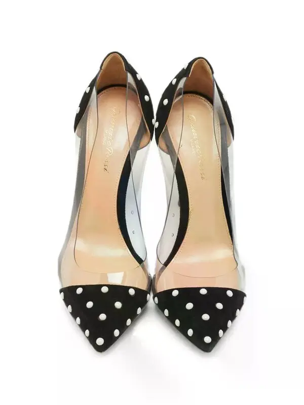 GIANVITO ROSSI Plexi Pearl Embellished Pumps