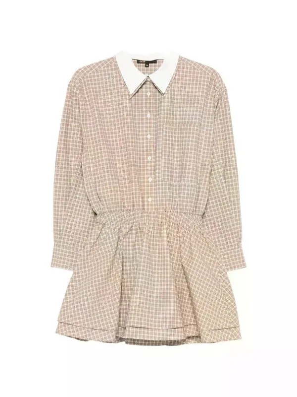 Maje Checked Cotton Mini Dress