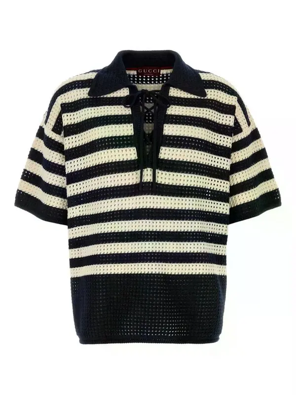 Gucci Striped Crochet Polo Shirt