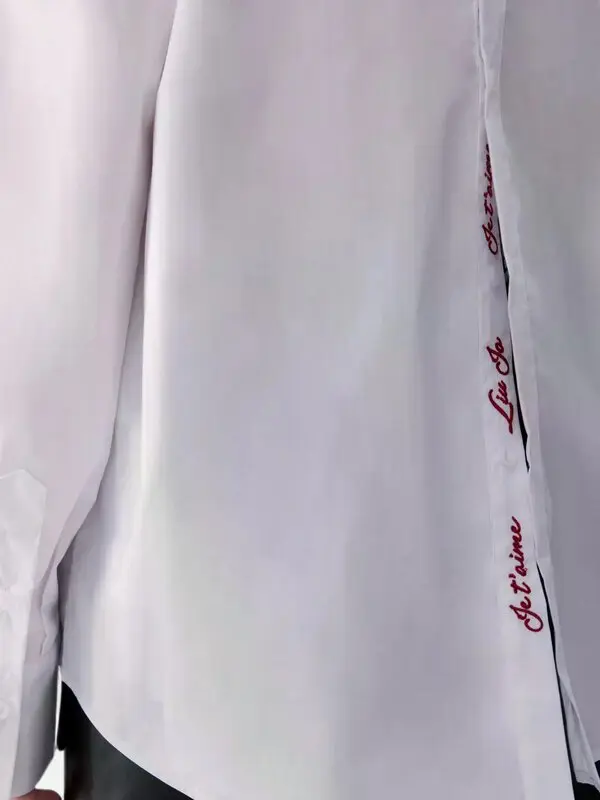 Liu Jo Long-sleeved Poplin Shirt With "je T'aime" Embroidery