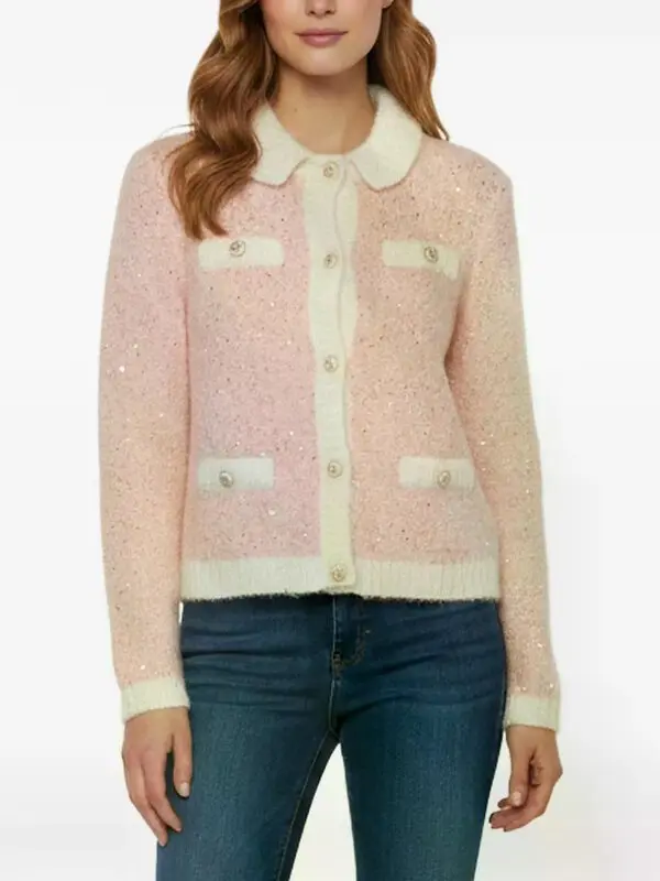 Maje Sequined Knit Cardigan - Pink