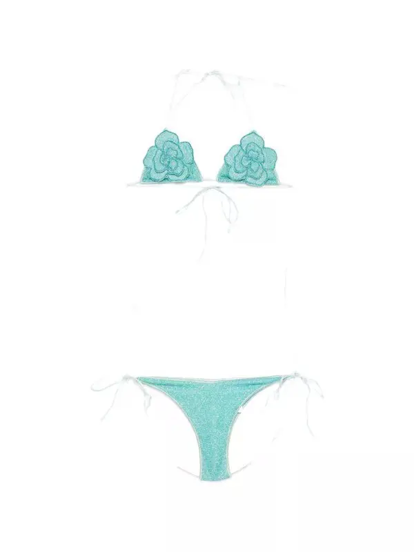 Oseree Floral-applique Bikini - Blue