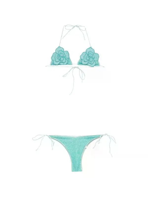 Oseree Floral Appliqué Bikini - Blue