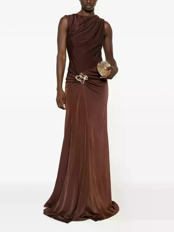 Rebecca Vallance Embellished Draped Maxi Dress