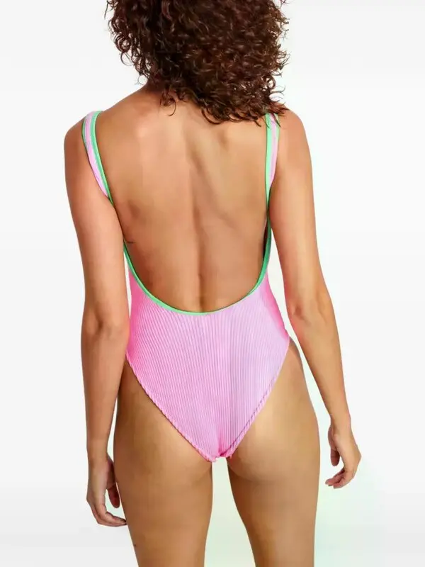 BANANA MOON Ribbed-knit Zip-front Swimsuit