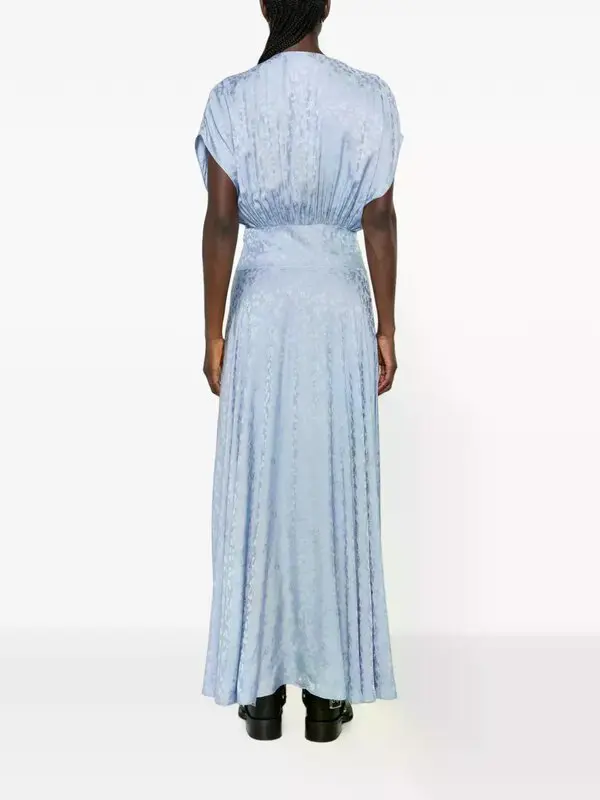 Maje Floral Jacquard V-neck Maxi Dress - Blue
