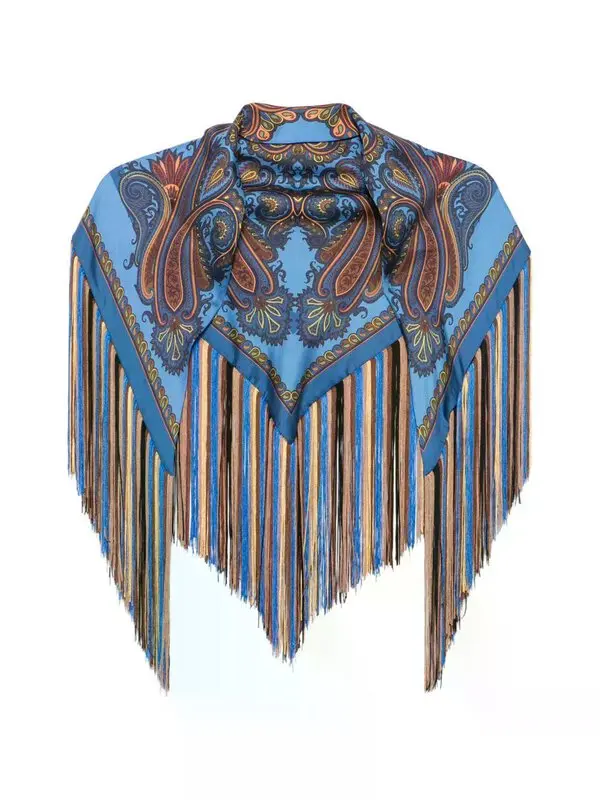 Etro Paisley-print Fringed Scarf - Blue