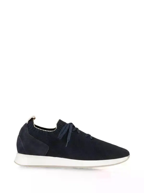AURELIEN Suede-panel Knit Sneakers - Blue