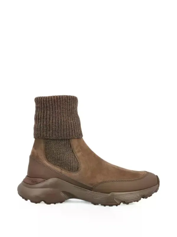 TOD'S Ribbed-knit Suede Ankle Boots