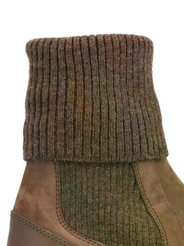 TOD'S Ribbed-knit Suede Ankle Boots