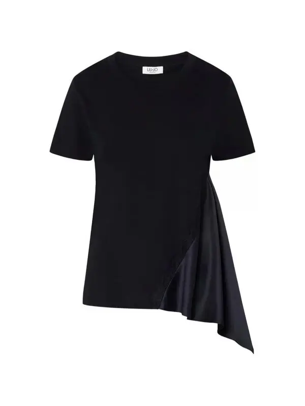 Liu Jo Bimaterial T-shirt With Lace Details - Black