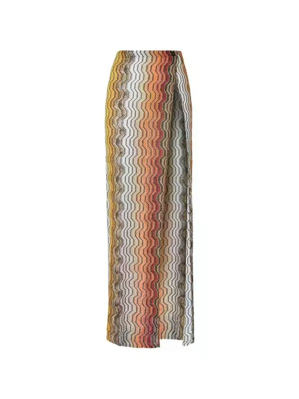 Missoni Raschel Knit Zig Motif Maxi Skirt - Orange