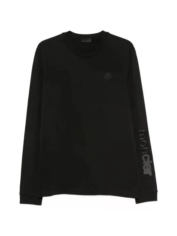 Moncler Cotton Jersey Long Sleeve T-shirt - Black