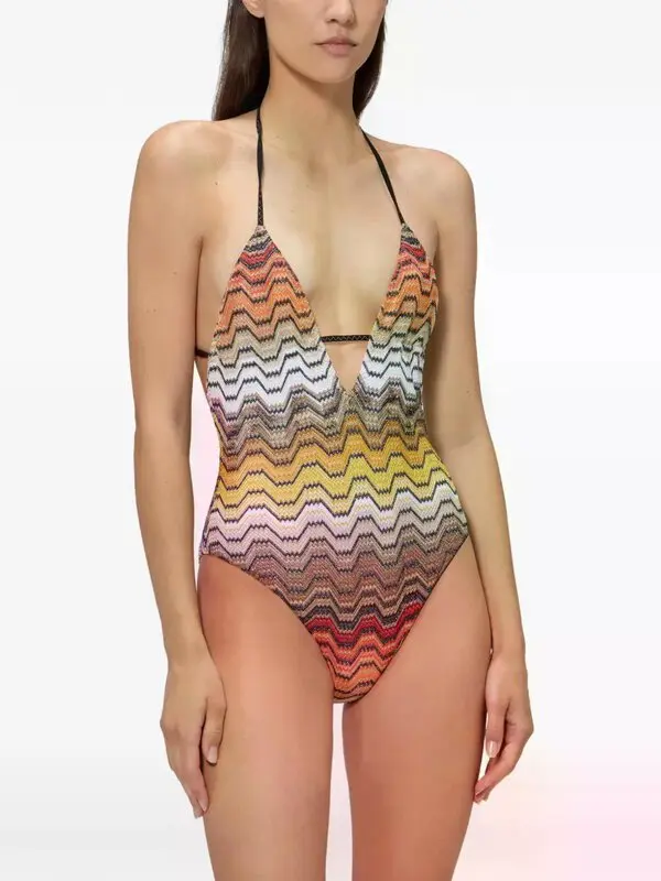 Missoni One-piece Swimsuit With Greek Motif - Orange
