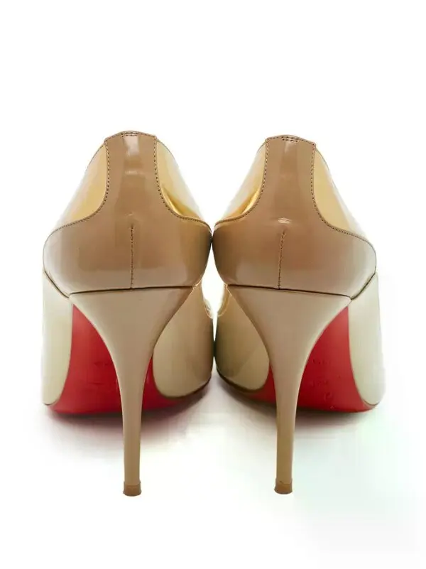 CHRISTIAN LOUBOUTIN Beige Leather Patent Finish Pointed Toe Pumps