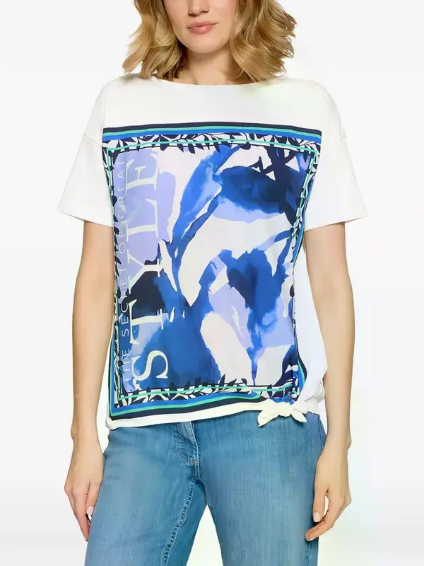 BETTY BARCLAY Graphic Print Knot Detail T-shirt - White