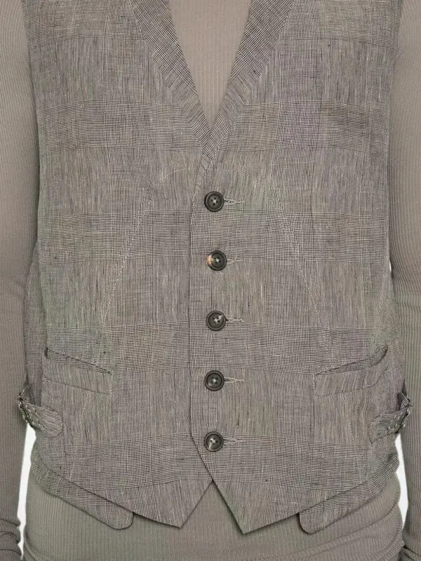ZIGGY CHEN Prince Of Wales Pattern V-neck Waistcoat