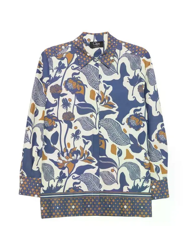 CLIPS Floral Print Long Sleeve Shirt - Neutrals