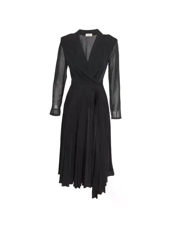 Sandro Pleated Long-sleeve Midi Dress