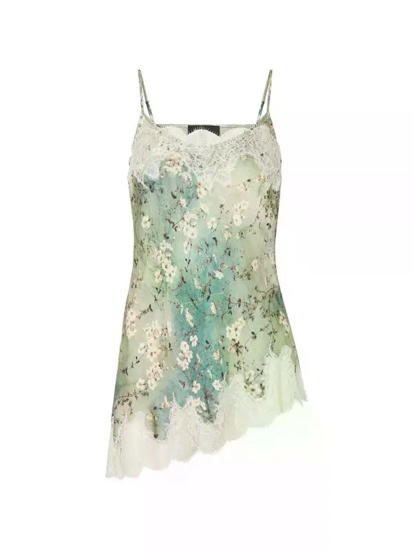 Liu Jo Printed Satin Top With Lace
